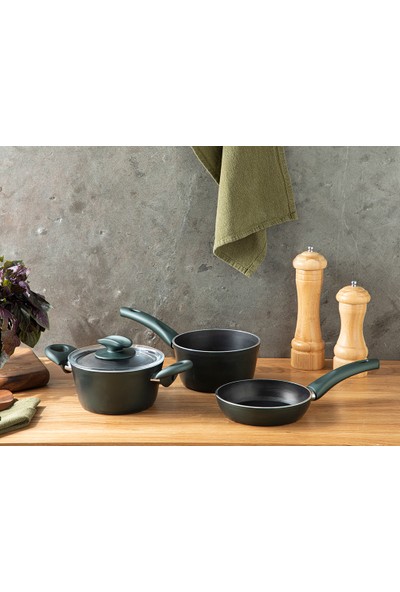 English Home Pretty Granit Mini Pişirme Seti 14-14-14 cm Yeşil English Home Pretty Granit Mini Pişirme Seti 14-14-14 cm Yeşil