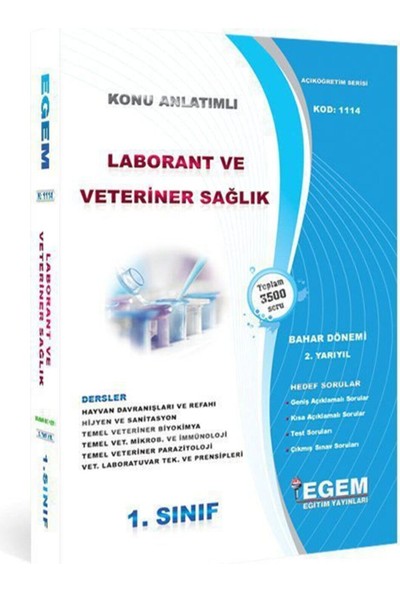 Aöf Laborant ve Veterinerlik 1sınıf 2 Yarıyıl Bahar Dönemi Konu Anlatımlı Soru Bankası Güncel Baskı