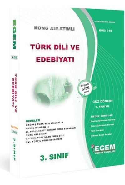 Aöf Türk Dili ve Edebiyatı 3.sınıf 5.yarıyıl Güz Tüm Dersler Konu Anlatımlı Soru Bankası Güncel Aöf Türk Dili ve Edebiyatı 3.sınıf 5.yarıyıl Güz Tüm Dersler Konu Anlatımlı Soru Bankası Güncel
