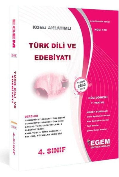 Aöf Türk Dili ve Edebiyatı 4.sınıf 7.yarıyıl Güz Tüm Dersler Konu Anlatımlı Soru Bankası Güncel Aöf Türk Dili ve Edebiyatı 4.sınıf 7.yarıyıl Güz Tüm Dersler Konu Anlatımlı Soru Bankası Güncel