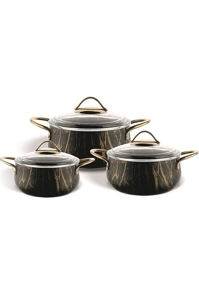 Paçi Marble Metal Saplı Gold 3lü Güveç Seti Paçi Marble Metal Saplı Gold 3lü Güveç Seti