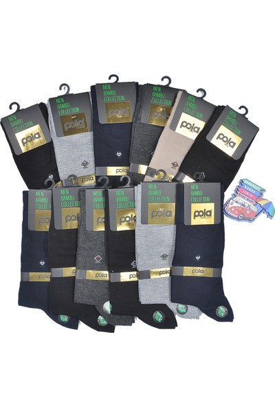 Pola Dikişsiz Bambu Erkek Soket Çorap- 2001 (12 Adet)