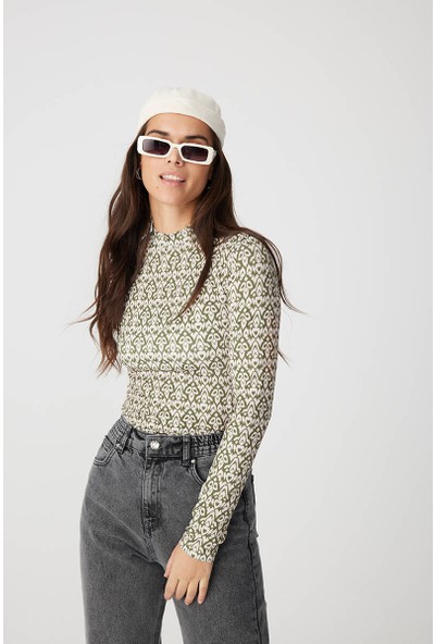 Be Blue Yeşil Etnik Desen Body