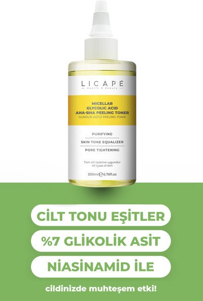 Licape Micellar Glikolik Asitli Aha-Bha Peeling Tonik Licape Micellar Glikolik Asitli Aha-Bha Peeling Tonik