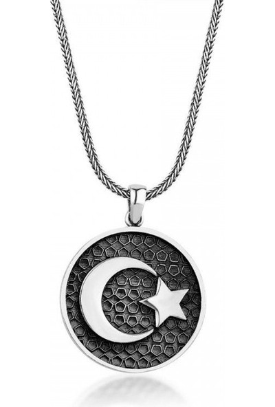 Modasilvers 925 Ayar Gümüş Ay Yıldız Tasarım Erkek Kolye