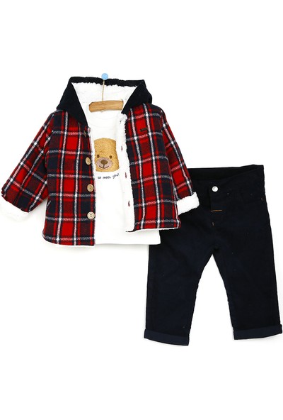 Bebetto Hi Teddy Erkek Bebek 3lü Takım Welsoft Hırka-Pantolon-Sweatshirt Bebetto Hi Teddy Erkek Bebek 3lü Takım Welsoft Hırka-Pantolon-Sweatshirt