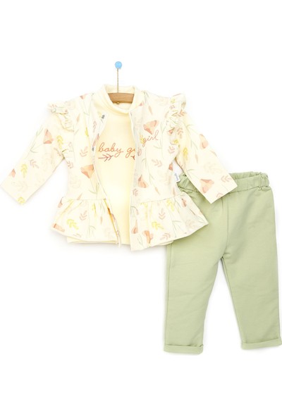 Bebetto Hello Baby Girl Sweatshirt-Yelek-Alt 3lü Takım Bebetto Hello Baby Girl Sweatshirt-Yelek-Alt 3lü Takım