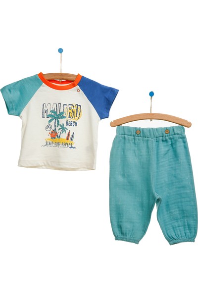 Hello Baby Island Trip Erkek Bebek Baskılı Tshirt - Rahat Pantolon