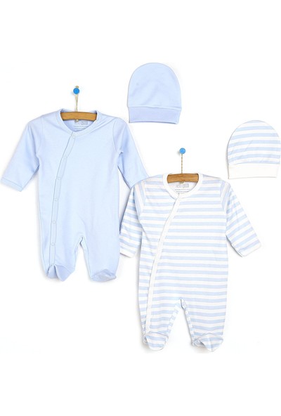 Hello Baby Yenidoğan Erkek Bebek Çizgili Kendinden Eldivenli Çıtçıtlı 2li Tulum-Şapka Hello Baby Yenidoğan Erkek Bebek Çizgili Kendinden Eldivenli Çıtçıtlı 2li Tulum-Şapka