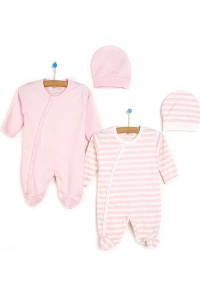 Hello Baby Yenidoğan Kız Bebek Çizgili Kendinden Eldivenli Çıtçıtlı 2li Tulum-Şapka Hello Baby Yenidoğan Kız Bebek Çizgili Kendinden Eldivenli Çıtçıtlı 2li Tulum-Şapka