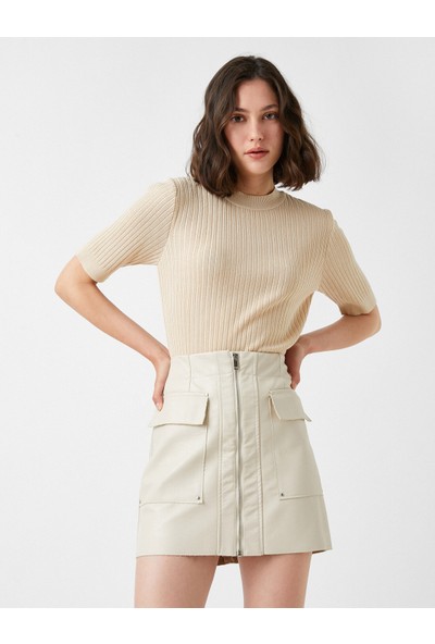 Koton Triko Kazak Ribanalı Kısa Kollu