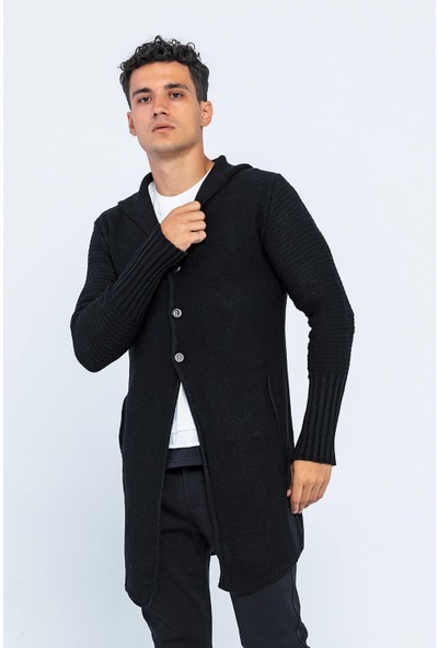 Cekmon Kapüşonlu Düğmeli Uzun Erkek Triko Hırka Cekmon Kapüşonlu Düğmeli Uzun Erkek Triko Hırka