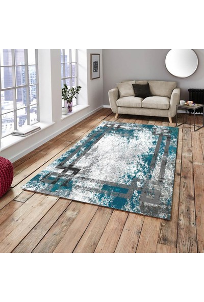 Meka Home Yeni Model Mavi Çerçeve Lastikli Halı Örtüsü Meka Home Yeni Model Mavi Çerçeve Lastikli Halı Örtüsü
