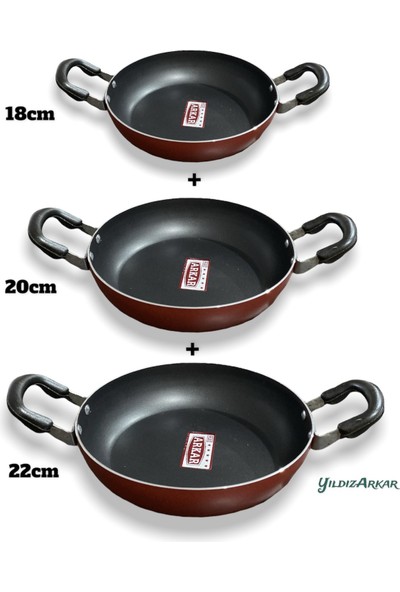 Çapar Group Teflon Omlet Tavası & Yumurta Sahanı Çift Kulp 3'lü (22-20-18CM) Çapar Group Teflon Omlet Tavası & Yumurta Sahanı Çift Kulp 3'lü (22-20-18CM)