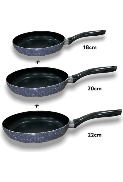 Çapar Group Granit Efektli Teflon Omlet Tavası & Yumurta Sahanı 3'lü (22-20-18CM) Arfa Çapar Group Granit Efektli Teflon Omlet Tavası & Yumurta Sahanı 3'lü (22-20-18CM) Arfa