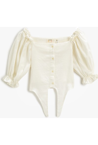 Koton Keten Karışımlı Üst Balon Kollu