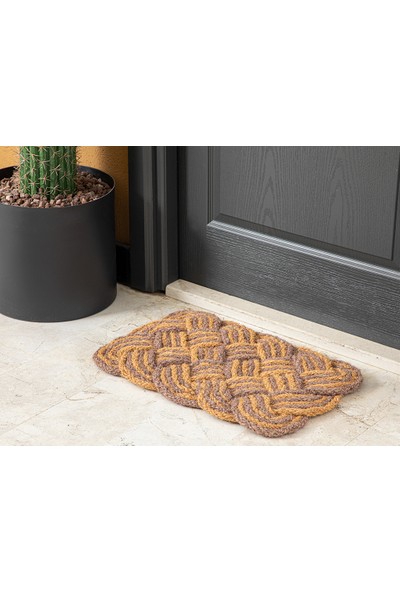 English Home Moco Örgü Kapı Önü Paspası 40X60 cm Natural-Indigo