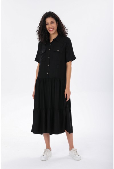 Siyah Tensel Kumaş Spor Elbise Siyah Tensel Kumaş Spor Elbise