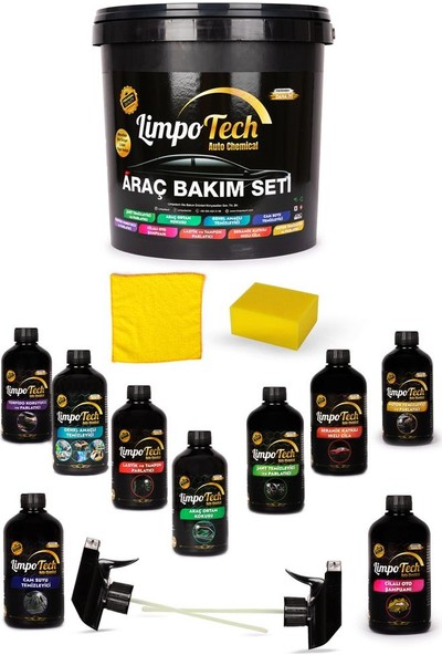 Limpotech 12'li Araç Bakım ve Temizlik Seti Full Bakım Seti Limpotech 12'li Araç Bakım ve Temizlik Seti Full Bakım Seti