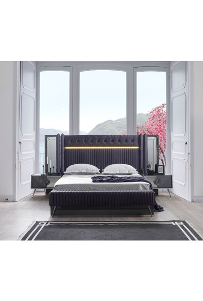 Mobilya Şöleni Nil Gri Bazalı Karyola Mobilya Şöleni Nil Gri Bazalı Karyola