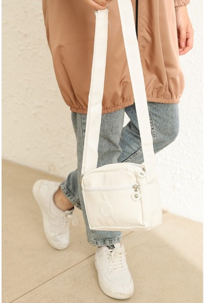 Kadın Üç Bölmeli Bez Omuz Çantası