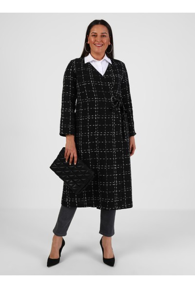 Desenli Büyük Beden Abaya Ferace - Siyah - Alia Desenli Büyük Beden Abaya Ferace - Siyah - Alia