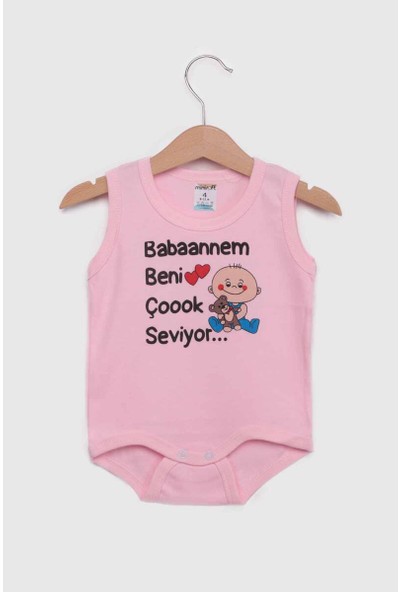 Babaannem Beni Çok Seviyor Baskılı Bebek Zıbın | Pembe Babaannem Beni Çok Seviyor Baskılı Bebek Zıbın | Pembe