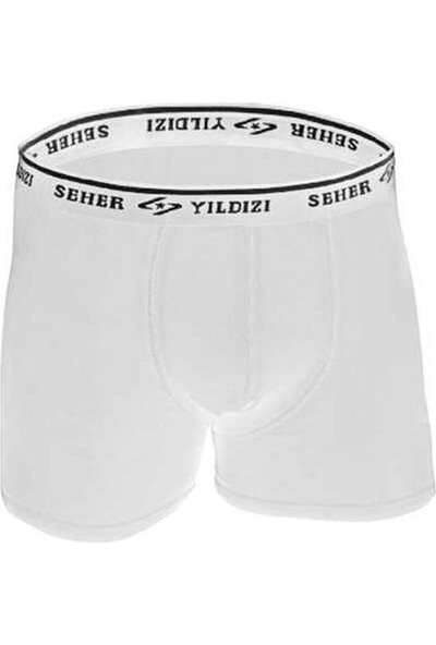 Seher Yıldızı Likralı Erkek Boxer 0060 | Beyaz Seher Yıldızı Likralı Erkek Boxer 0060 | Beyaz