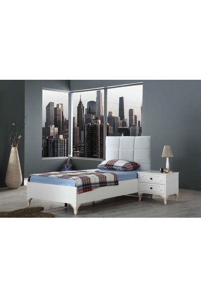 Ipek Mobilya Alonzo 100'LÜK Karyola ( Beyaz ) Ipek Mobilya Alonzo 100'LÜK Karyola ( Beyaz )