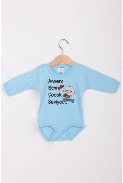 Annem Beni Çok Seviyor Uzun Kollu Zıbın | Mavi Annem Beni Çok Seviyor Uzun Kollu Zıbın | Mavi