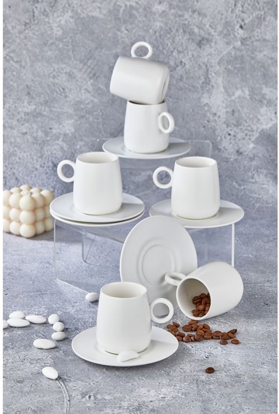 Cooker Porselen 6 Kişilik Fincan Takımı Mat Beyaz CKR2807 Cooker Porselen 6 Kişilik Fincan Takımı Mat Beyaz CKR2807