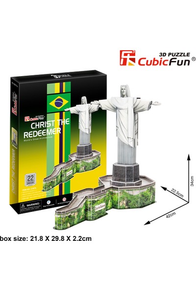 Cubic Fun 3D 22 Parça Puzzle Kurtarıcı Isa Heykeli - Brezilya Cubic Fun 3D 22 Parça Puzzle Kurtarıcı Isa Heykeli - Brezilya
