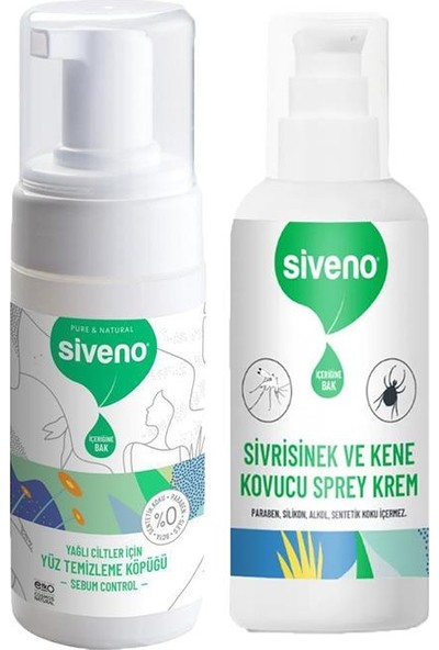 Siveno Sinek ve Kene Kovucu Sprey Krem ve Yüz Temizleme Köpüğü Siveno Sinek ve Kene Kovucu Sprey Krem ve Yüz Temizleme Köpüğü