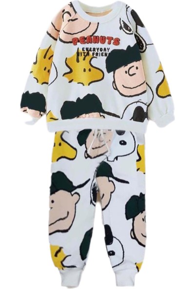 Yeni Sezon Çocuk Snoopy And Friends Peanuts Baskılı Alt-Üst Eşofman Takım