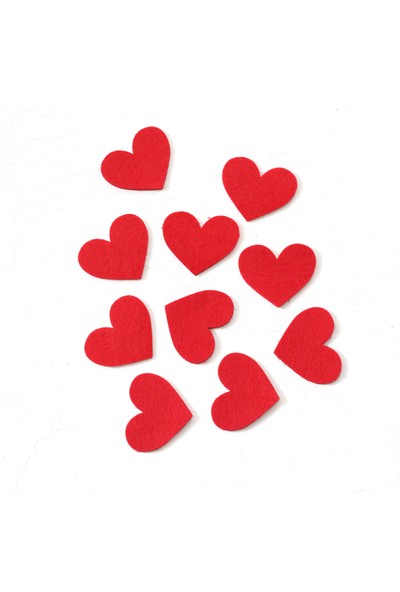 Keçe Motif, Kalp 10 Adet 75 mm