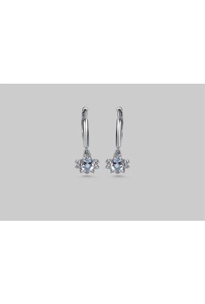 Atiye Pırlanta Altın Aquamarine Pırlanta Küpe