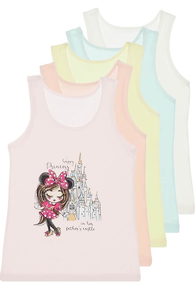 Donella 5'li Renkli Prenses Baskılı Kız Çocuk Atlet - 495088 Donella 5'li Renkli Prenses Baskılı Kız Çocuk Atlet - 495088