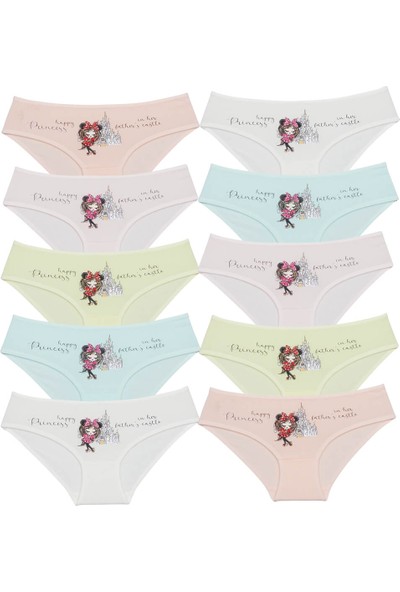 Donella 10'lu Renkli Prenses Baskılı Kız Çocuk Külot - 415088