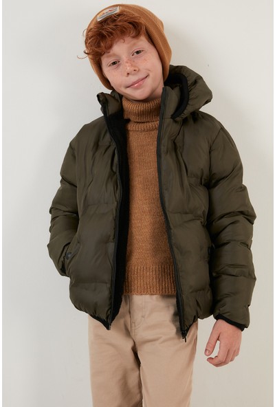 Lela Peluş Astarlı Kapüşonlu Şişme Mont Erkek Çocuk Mont 5760044
