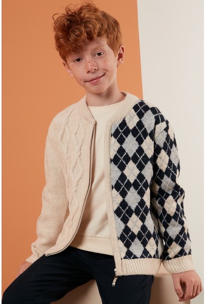 Lela Baklava Desenli Fermuarlı Kışlık Hırka Erkek Çocuk Hırka 633MJ421 Lela Baklava Desenli Fermuarlı Kışlık Hırka Erkek Çocuk Hırka 633MJ421