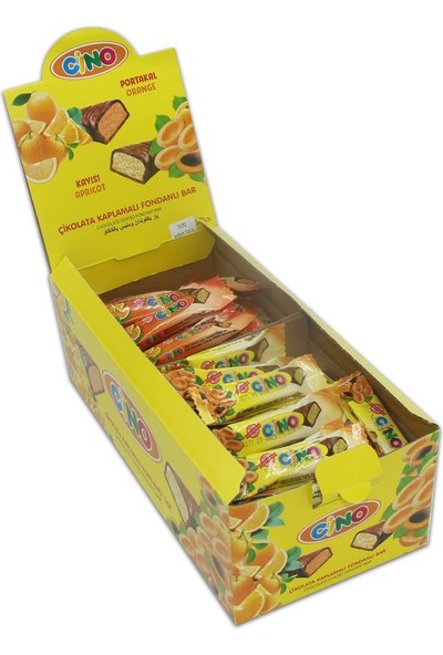 Cino Çikolata Kaplamalı Kayısı ve Portakal Aromalı Fondanlı Bar 100 x 10 gr