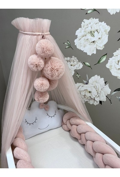 Miniden Pastel Pembe Aparatlı Beşik Cibinliği Miniden Pastel Pembe Aparatlı Beşik Cibinliği