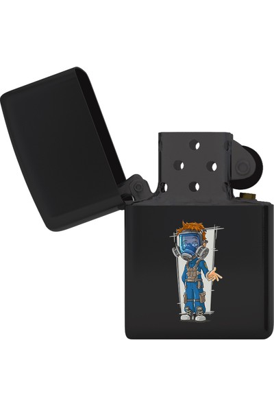 Dalgıç Baskılı Siyah Çakmak BLL1348