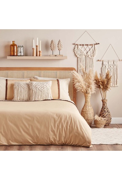 %100 Pamuk Napoli Çift Kişilik Nevresim Seti Bej 200 x 220 cm