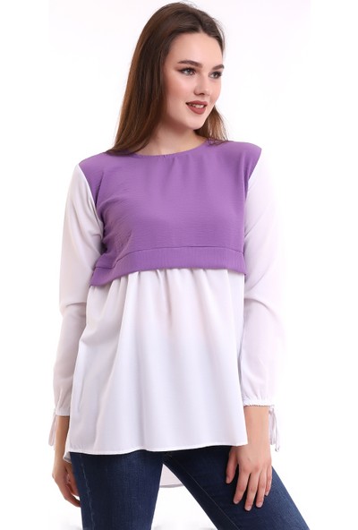 Lila Çift Renkli Gömlek