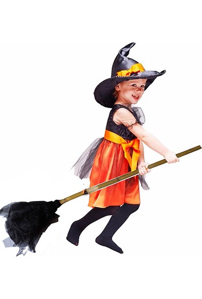 Uray Toptan Siyah Tüllü Bambu Saplı Cadı Süpürgesi 95 cm