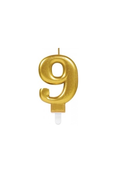 Uray Toptan 9 Rakamı Mum Gold Renk Uray Toptan 9 Rakamı Mum Gold Renk
