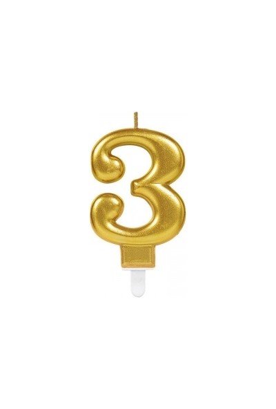Uray Toptan 3 Rakamı Mum Gold Renk Uray Toptan 3 Rakamı Mum Gold Renk