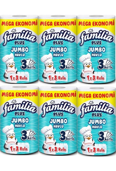 Familia Plus Kağıt Havlu 1=3 Rulo 6lı Familia Plus Kağıt Havlu 1=3 Rulo 6lı