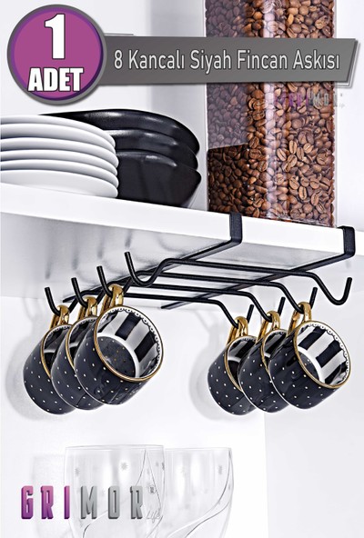 Grimor Life 8 Kancalı Siyah Metal Fincan Askısı Grimor Life 8 Kancalı Siyah Metal Fincan Askısı